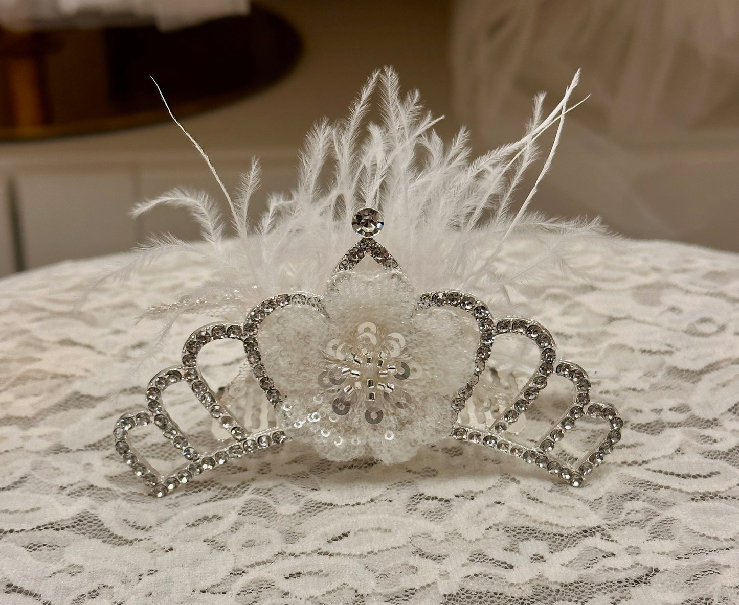 Rhinestone Tiara with Appliqué – Angel Boutique